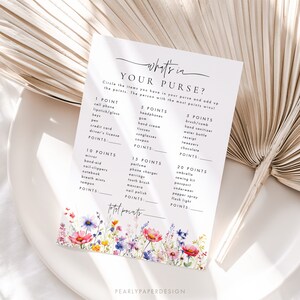 What's in Your Purse Baby Shower Game Template, Floral Baby Shower ...