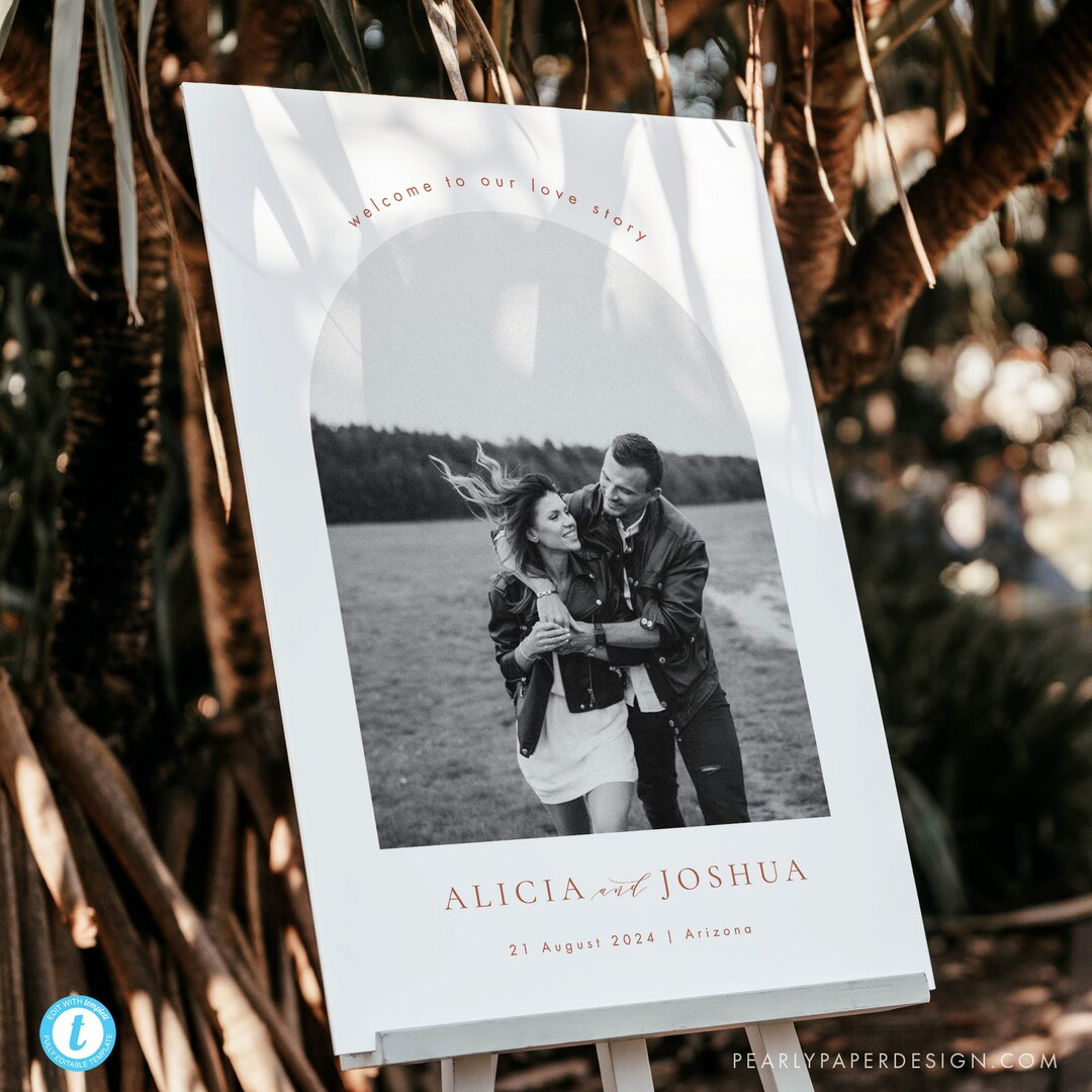 Wedding Welcome Sign Template, Photo Welcome Sign, Modern Wedding Photo ...