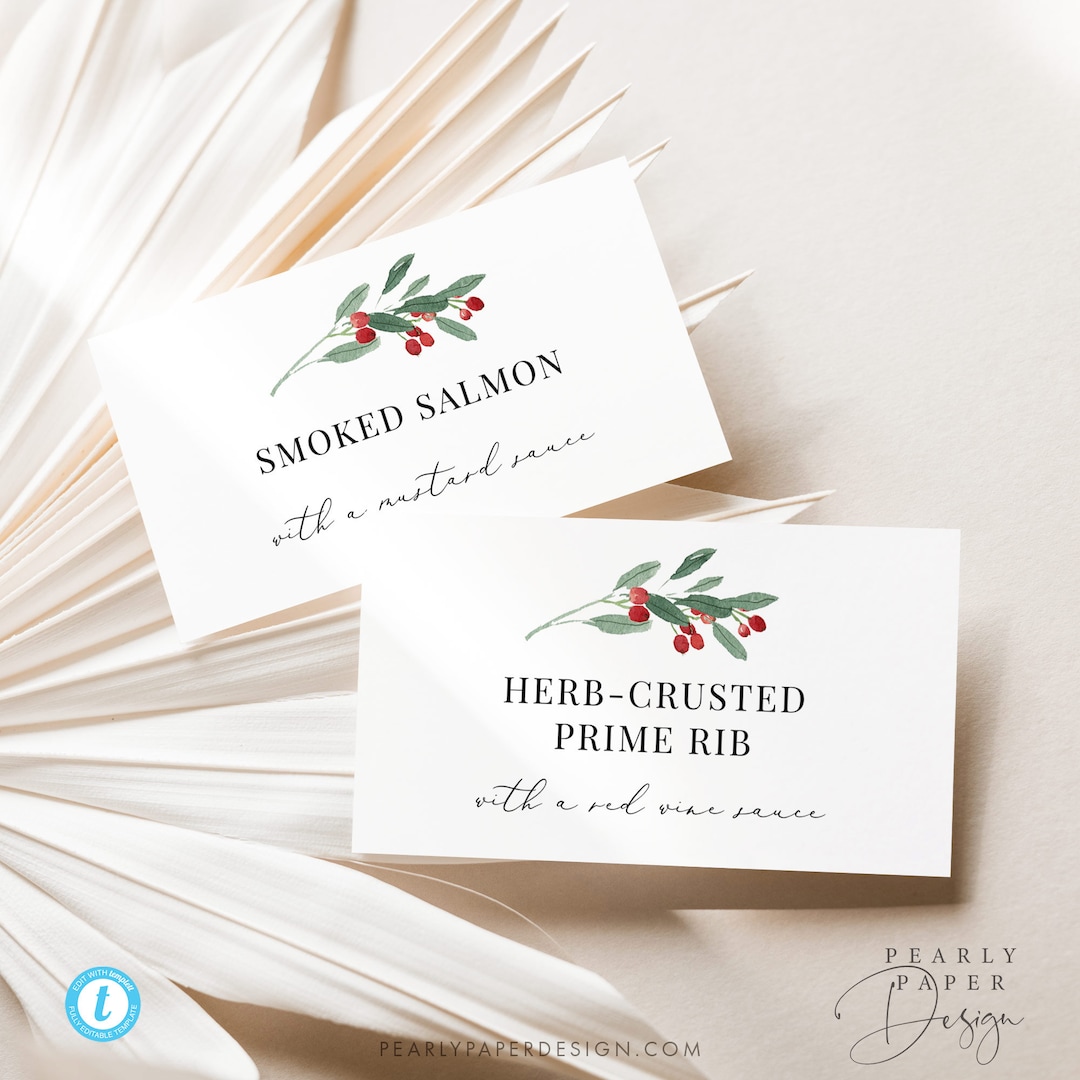 Christmas Buffet Card Template Wedding Buffet Label Modern Buffet Label ...