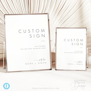 Editable Custom Sign Template, Modern Wedding Sign Printable, Printable ...