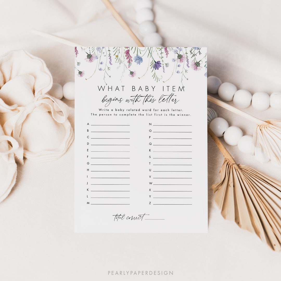Floral Baby Items ABC Game Template, Wildflower Baby Item Letter Game ...