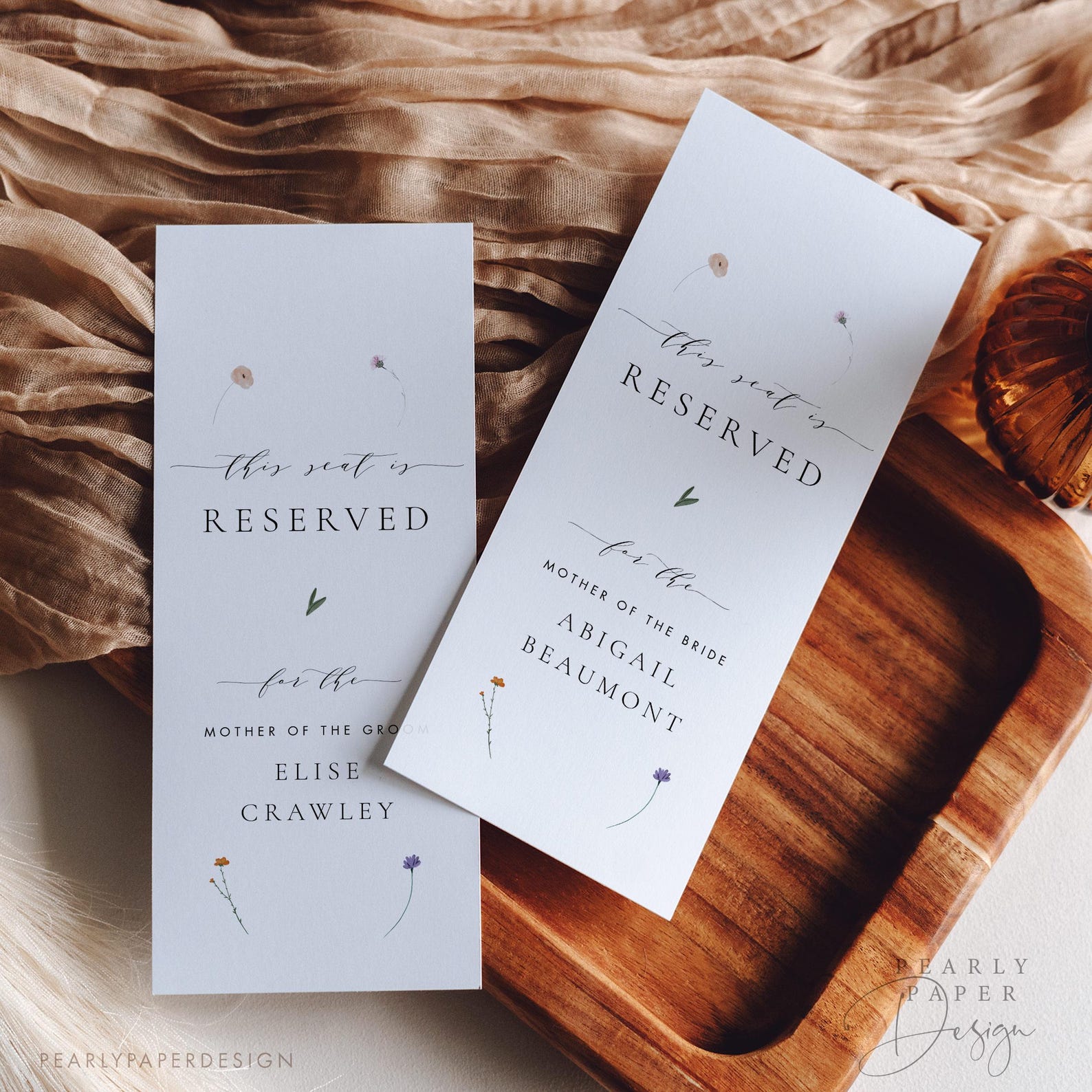 Wildflower Seating Tag Template, Reserved Seating Tag, Printable Chair ...
