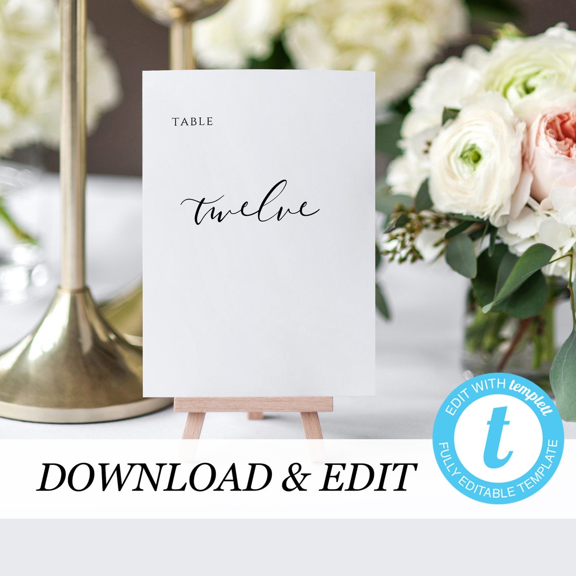 Table Numbers Template Templett Wedding Table Number Sign | Etsy