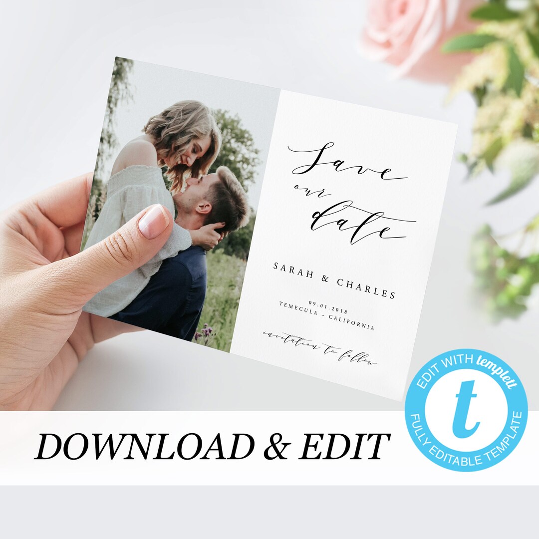 Editable Photo Save the Date Printable Invitation Template Templett ...