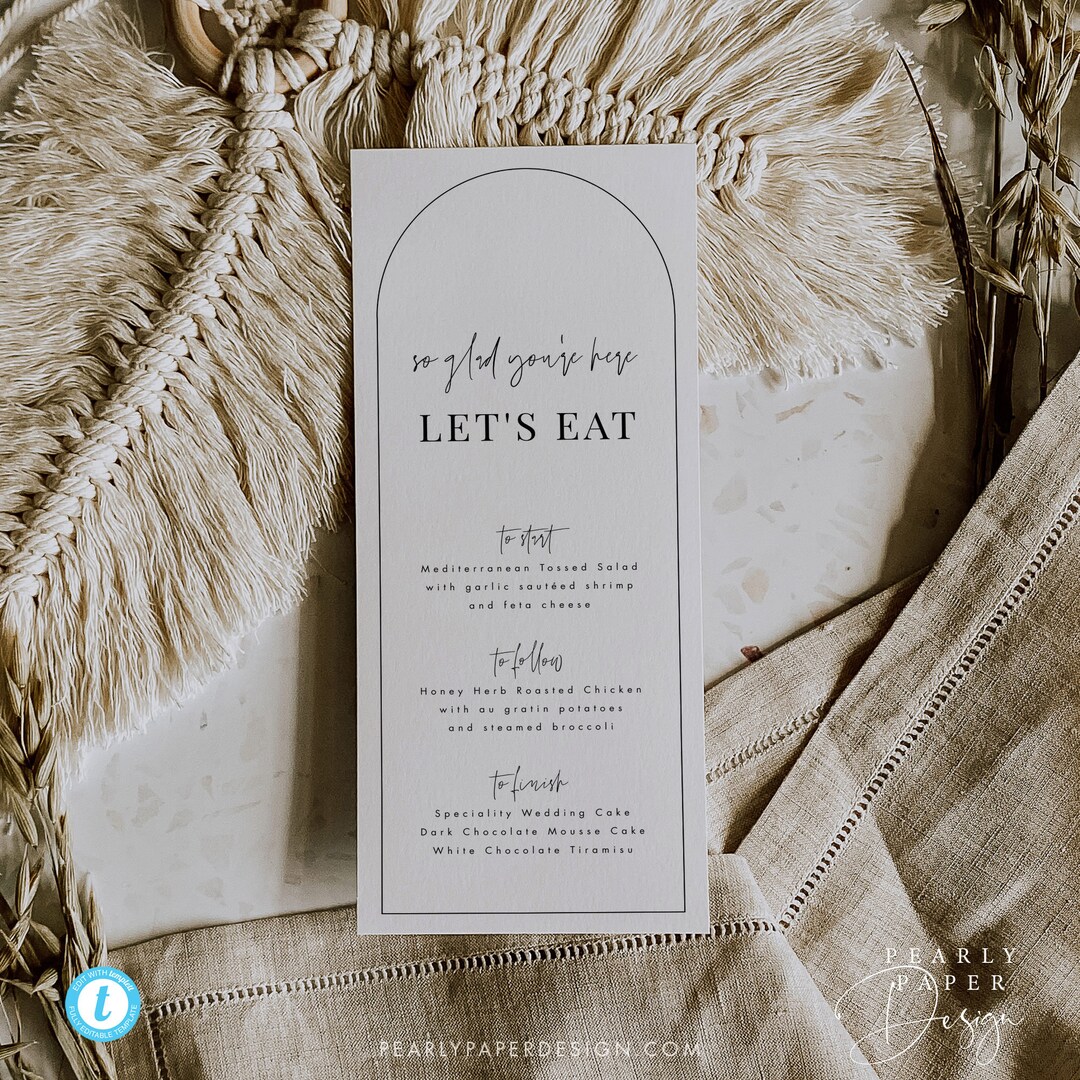 Arched Menu Template Download Modern Wedding Menu Arch Menu Editable ...