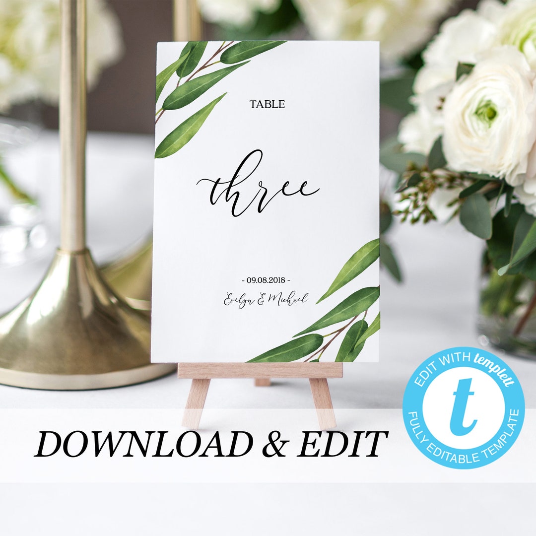 Rustic Table Numbers Template, Templett, Printable Template, Wedding ...