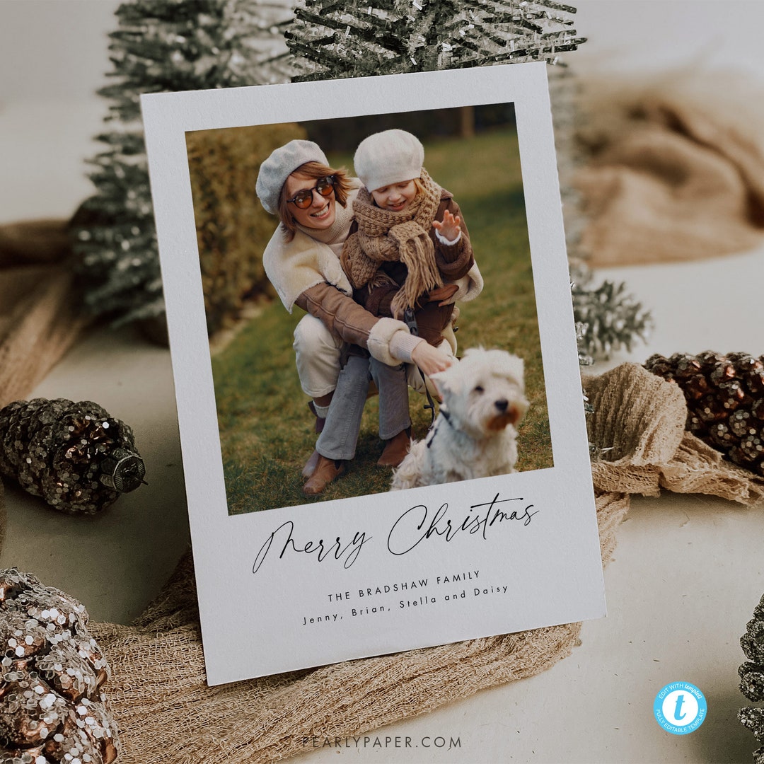 Printable Christmas Card Template, Photo Christmas Card Templett ...