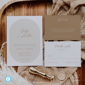 Beige Wedding Invitation Template Digital Download Oval Wedding Invite ...