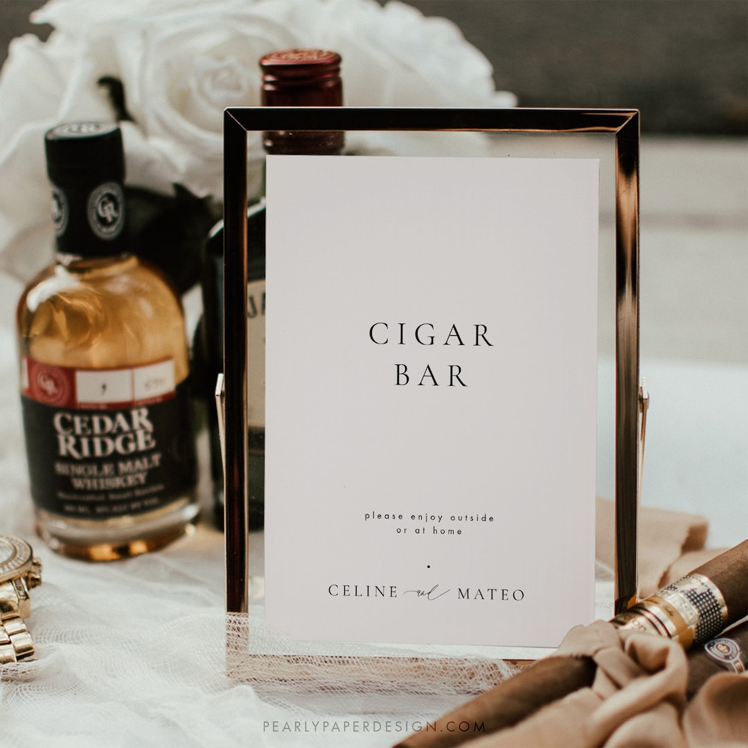 Cigar Bar Sign Template, Wedding Cigar Sign, Modern Minimalist Cigar ...