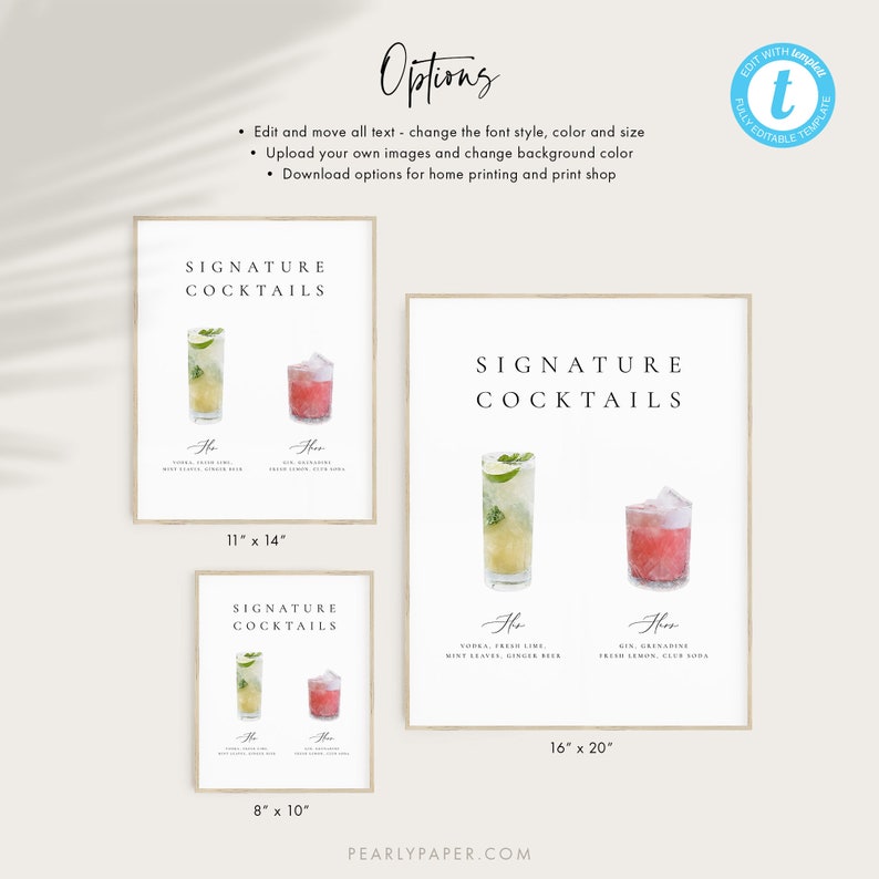 Printable Signature Cocktails Sign Template Download - Etsy Canada
