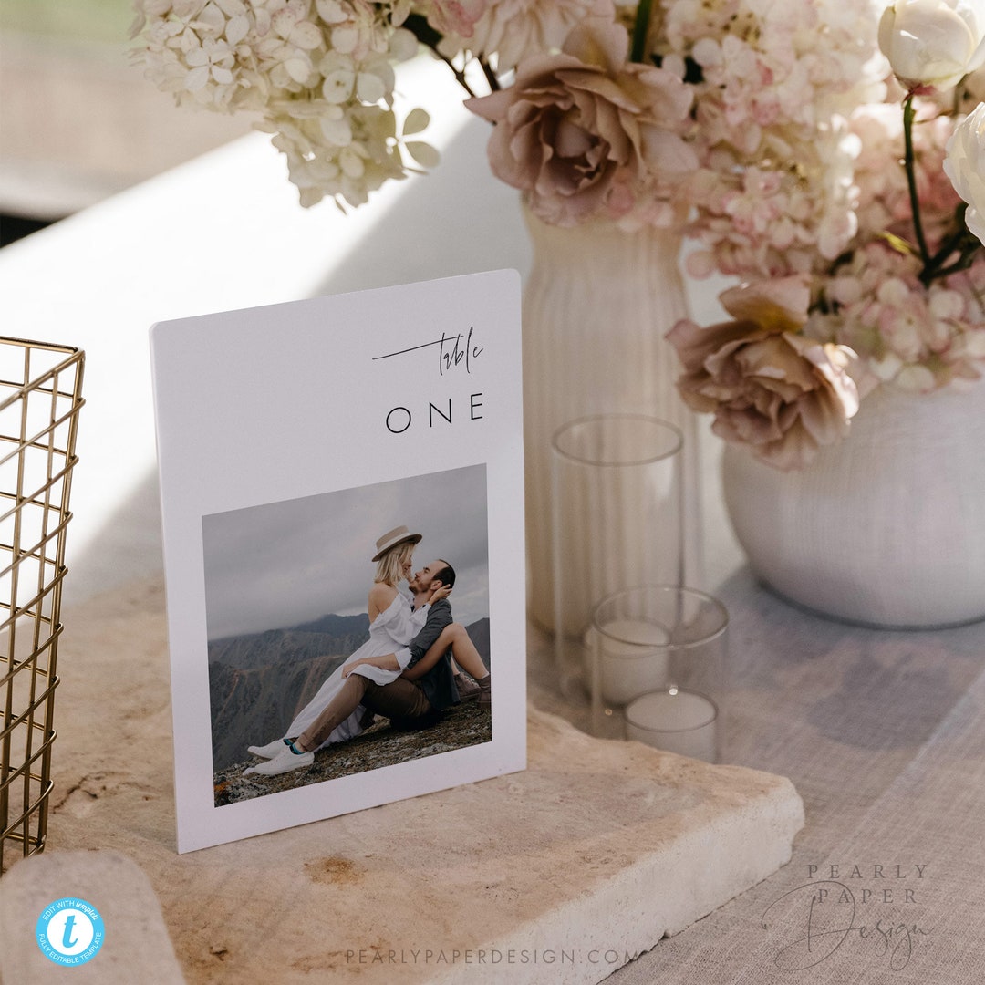 Photo Table Numbers Template Download, Minimalist Wedding Photo Table ...