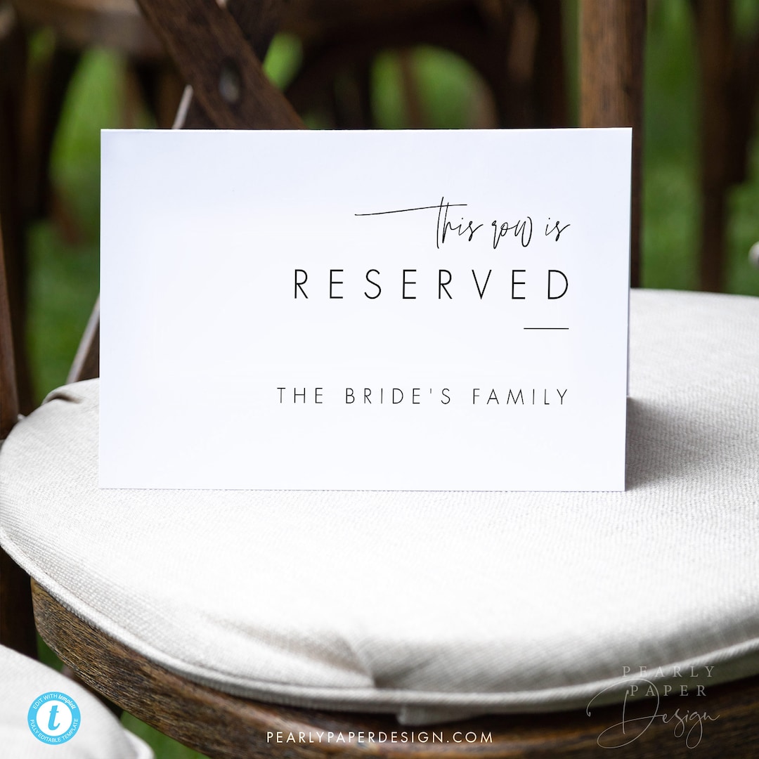 Minimalist Seating Sign Template, Reserved Seating Sign, Printable ...
