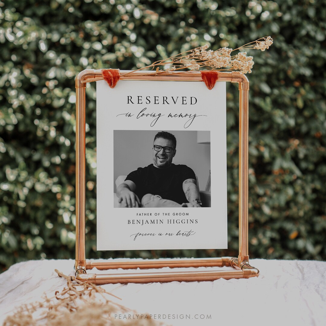 Reserved Seating Sign, in Loving Memory Sign With Photo, Reserved ...