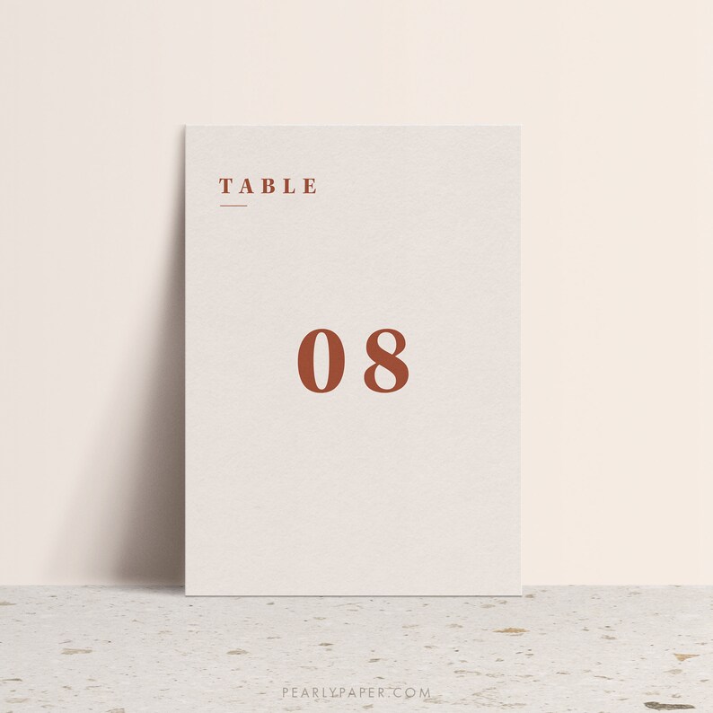 Sand and Terracotta Table Numbers Template Download Templett - Etsy