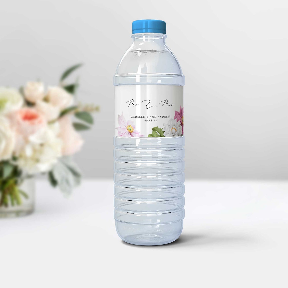 Floral Water Bottle Label Printable Label Template Custom | Etsy