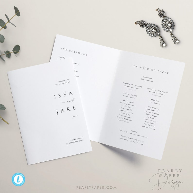 Wedding Program Booklet Template Elegant Wedding Ceremony - Etsy