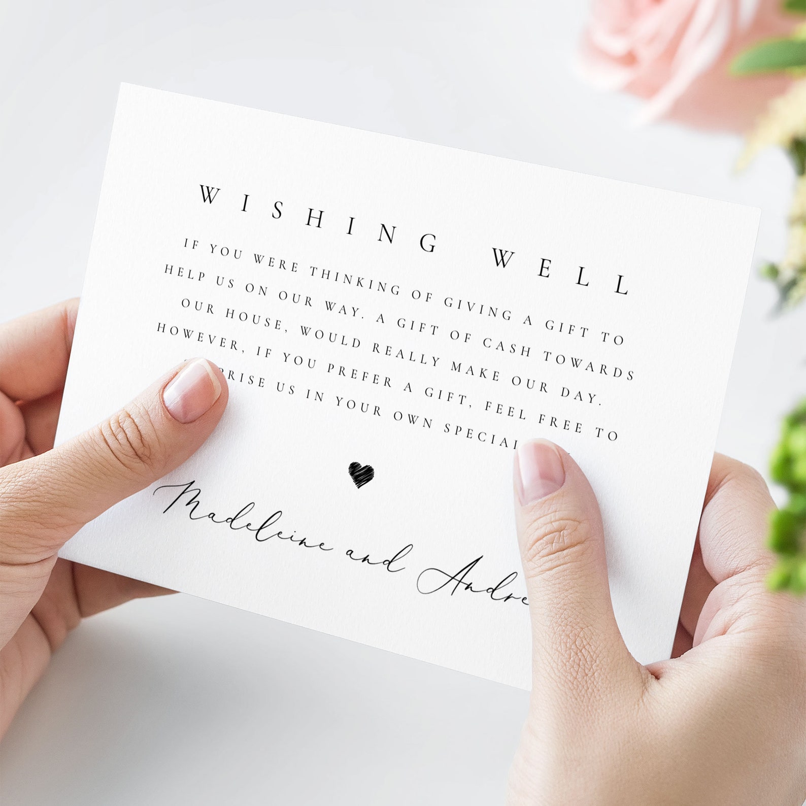 Modern Wishing Well Card Simple Modern Wedding Gift Request Wedding ...