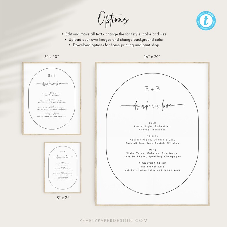 Double Arch Bar Sign Template Oval Bar Menu Sign Minimalist - Etsy