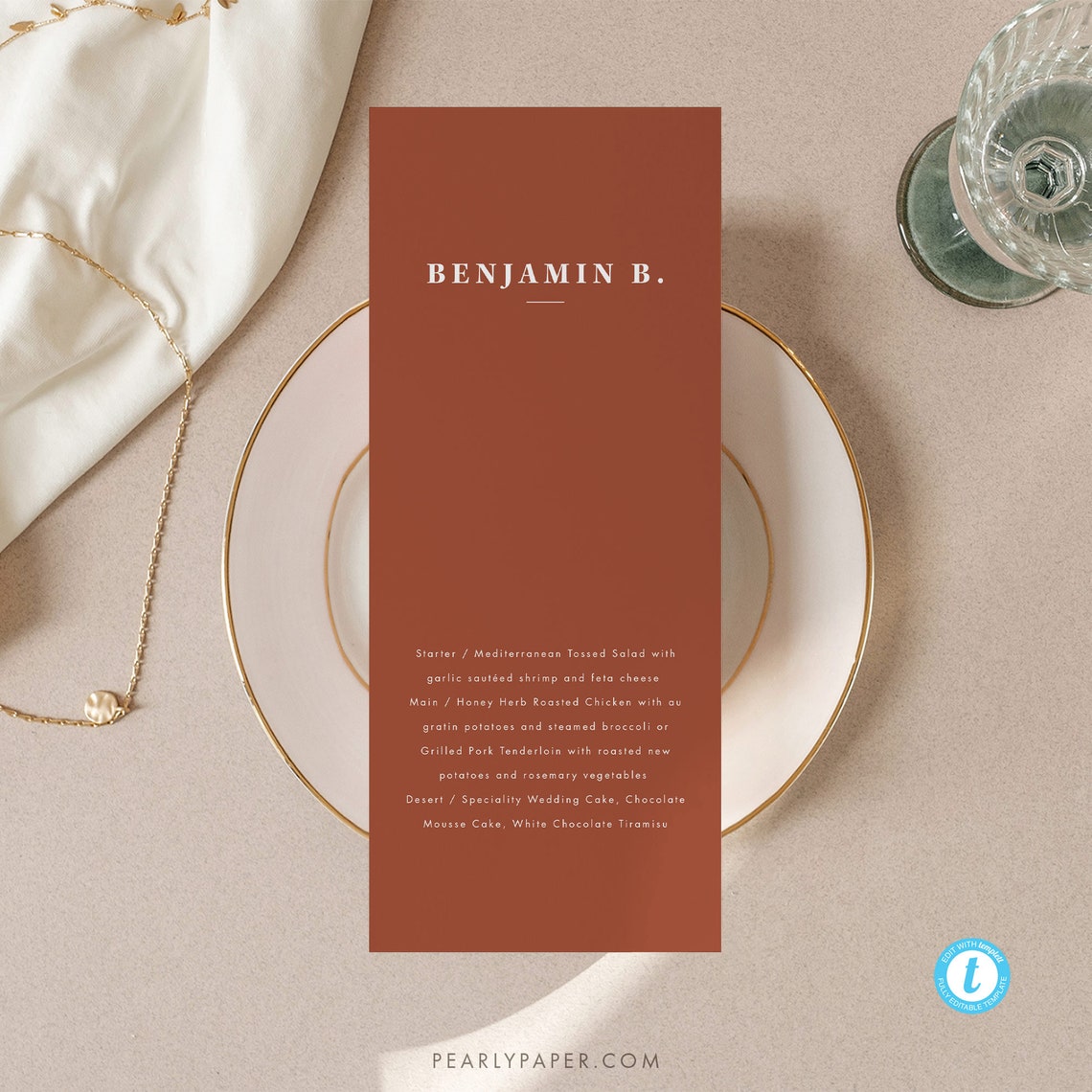 Terracotta Menu Template Download Desert Chic Modern Wedding Menu ...