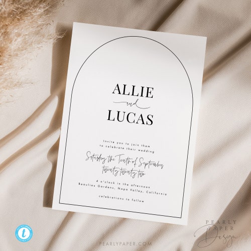 Simple Arch Wedding Invitation Printable Instant Download - Etsy