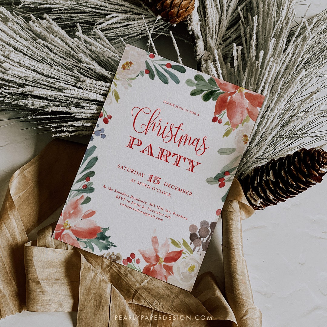 Printable Christmas Party Invitation Template, Christmas Invite ...