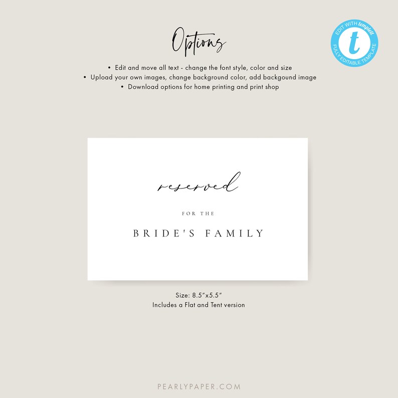 Wedding Seating Sign Reserved Seating Template Modern Simple - Etsy