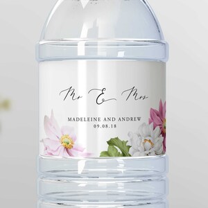 Floral Water Bottle Label Printable Label Template Custom Water Bottle ...