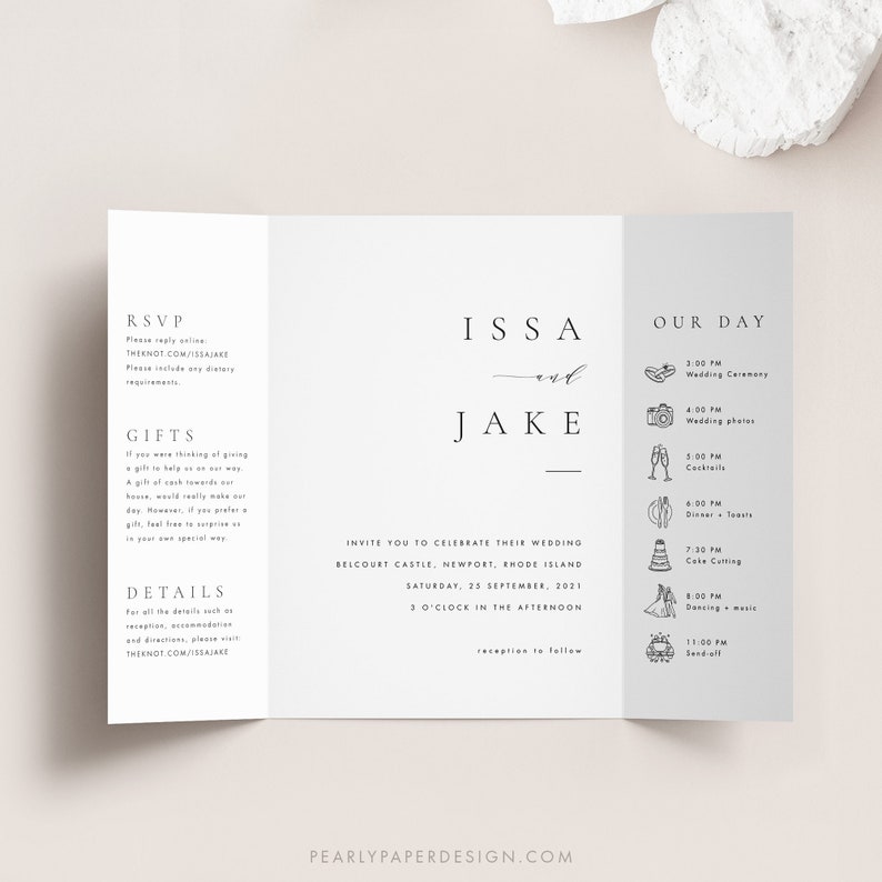 Gatefold Wedding Invitation Template Download Printable - Etsy
