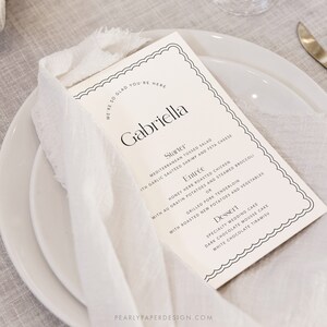 Modern Menu Template Download, Scalloped Frame Menu Place Card, Wedding ...