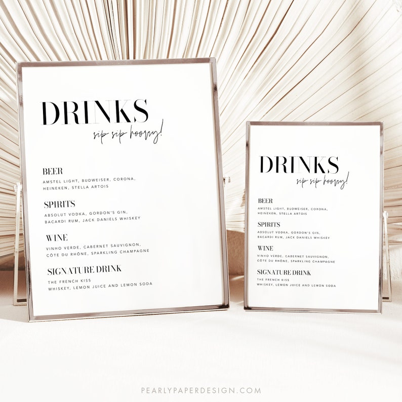 Bar Menu Sign Template Drinks Menu Minimalist Bar Menu Sign - Etsy