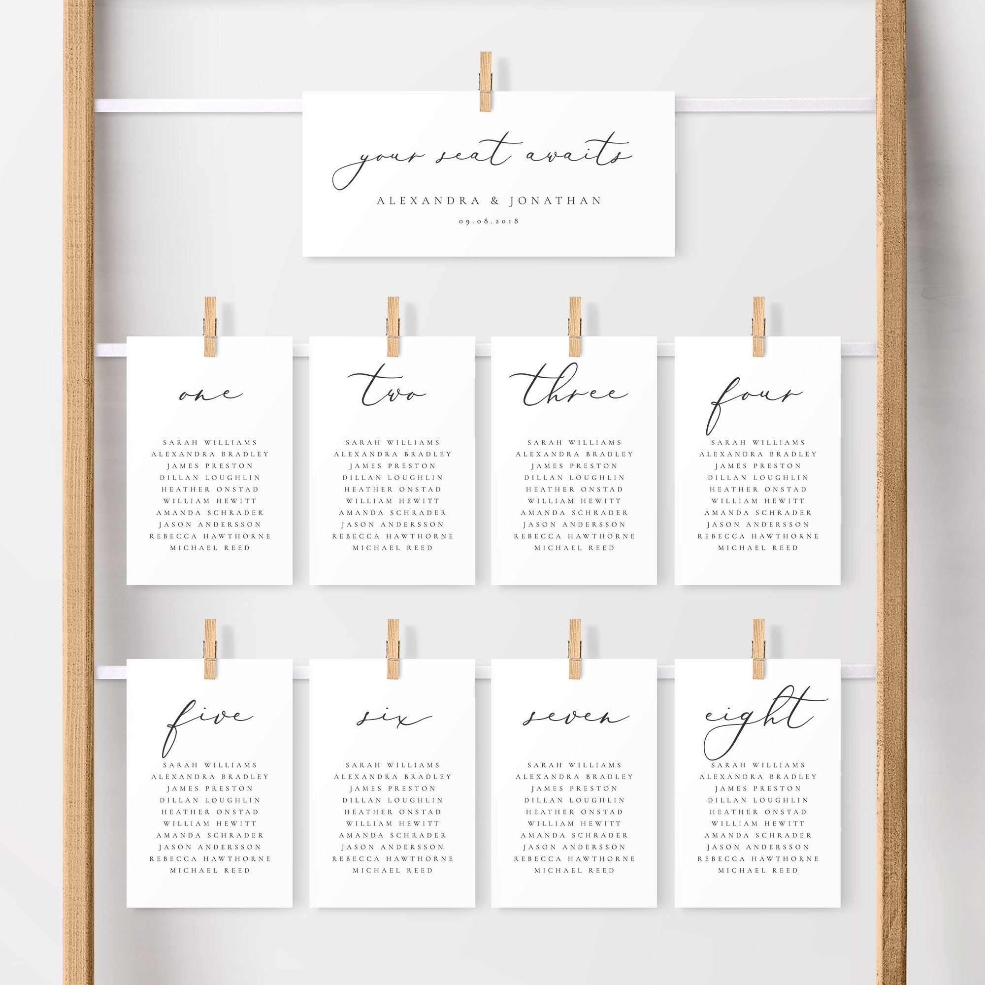 Wedding Seating Chart Template Simple Table Cards Seating - Etsy