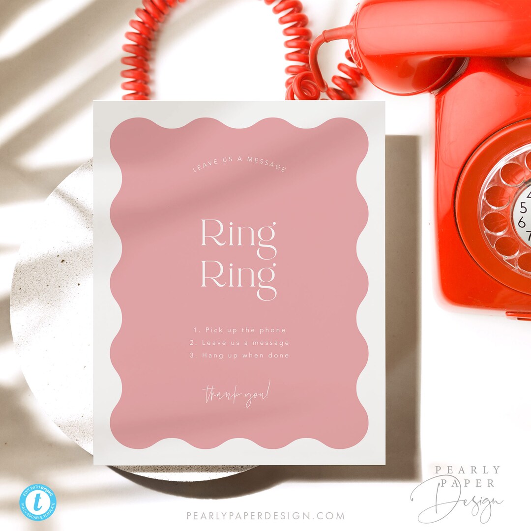 Phone Message Guest Book Sign, Audio Guestbook Sign Template, Ring Ring ...