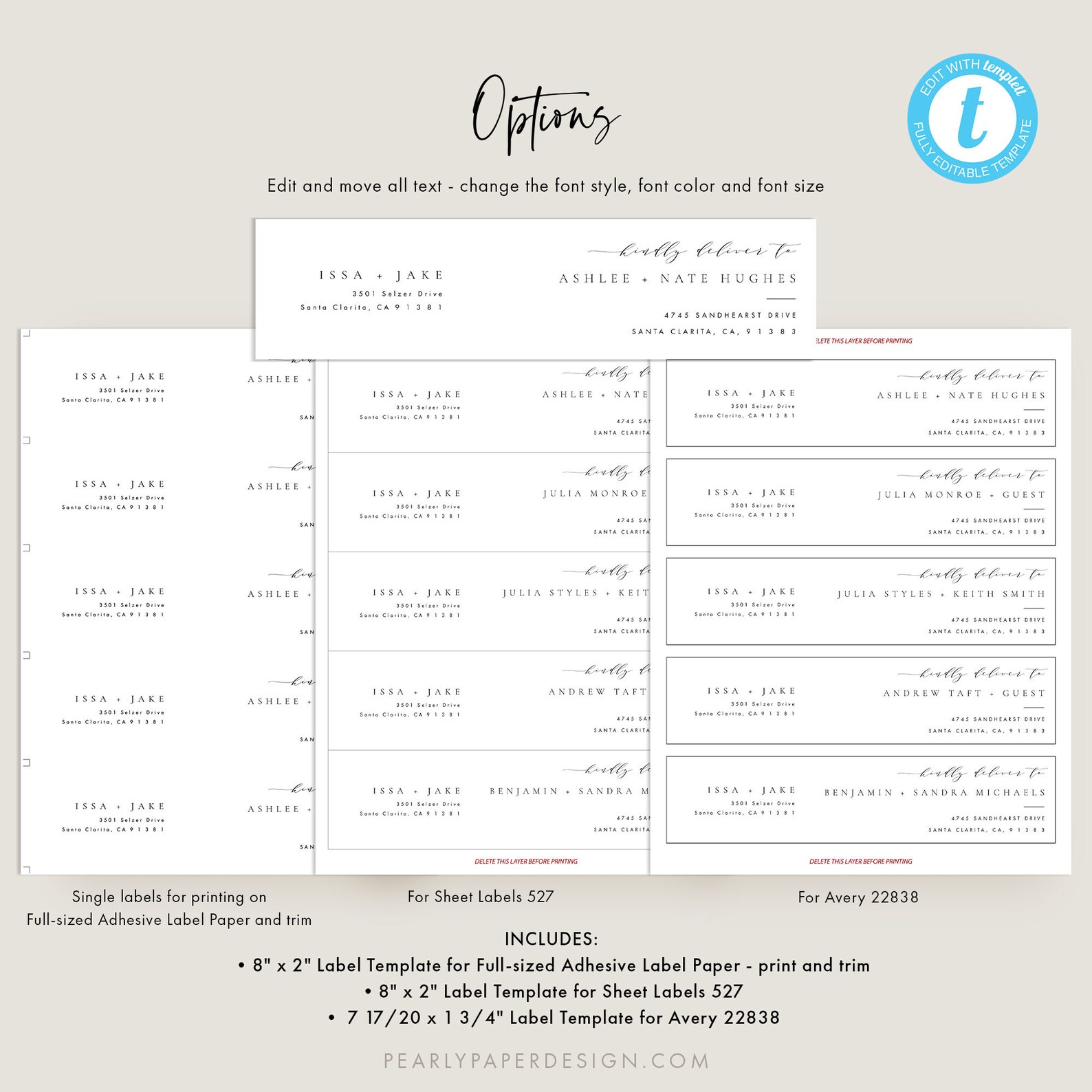 Printable Address Label Template, Wraparound Label Template for ...
