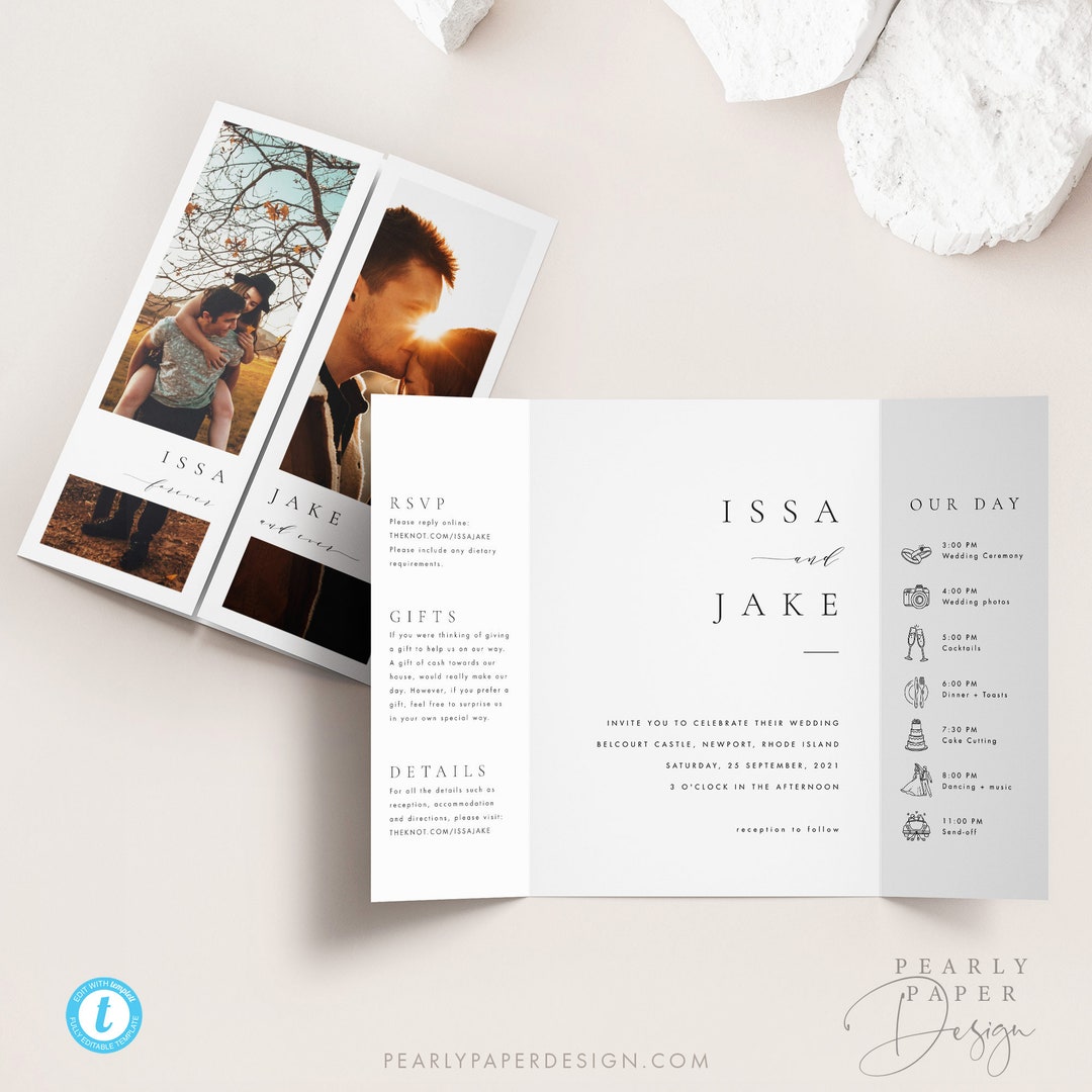 Gatefold Wedding Invitation Template Download Printable Wedding Invite ...