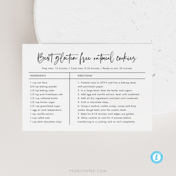 Modern Recipe Cards - Etsy