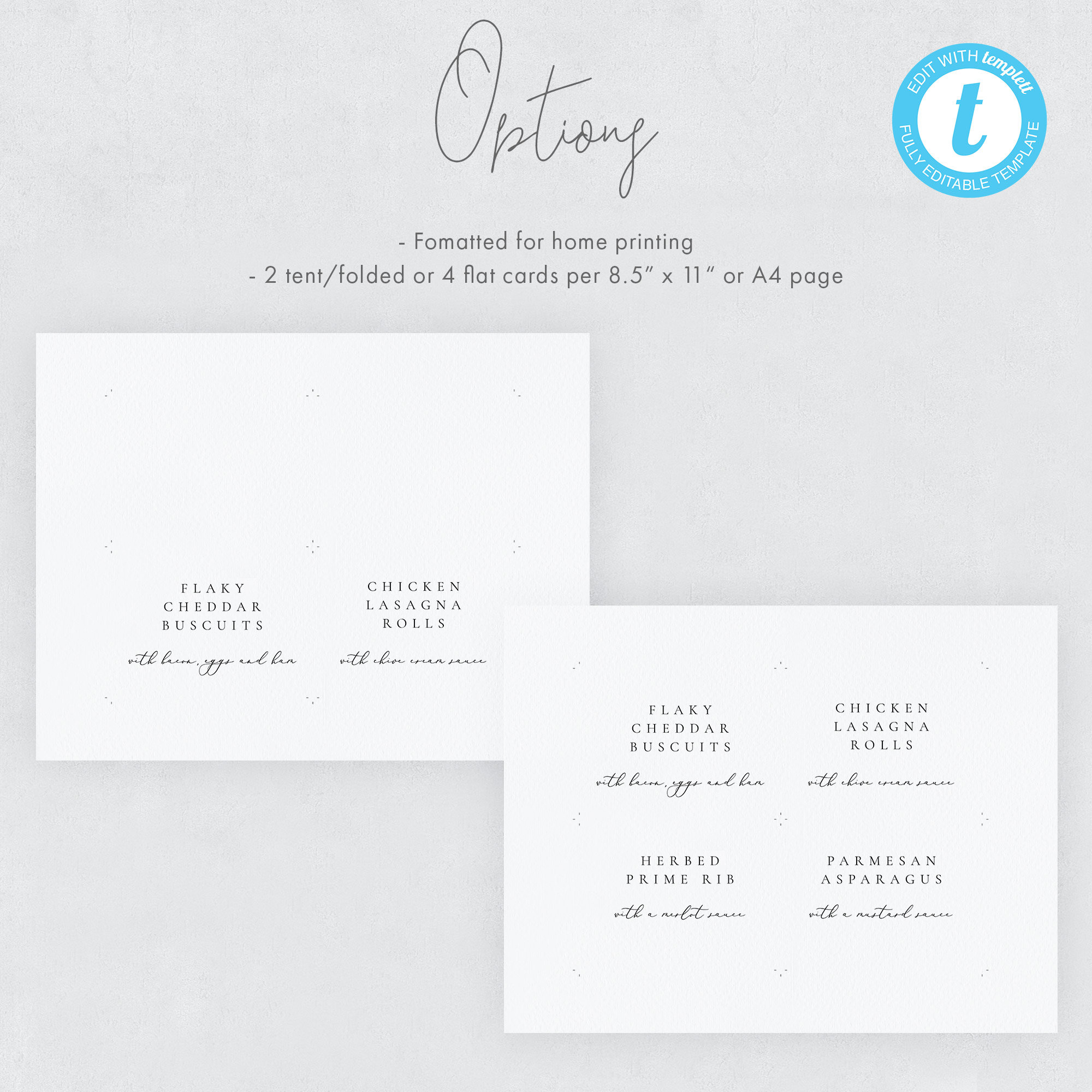 Editable Buffet Card Template Wedding Buffet Label Modern - Etsy