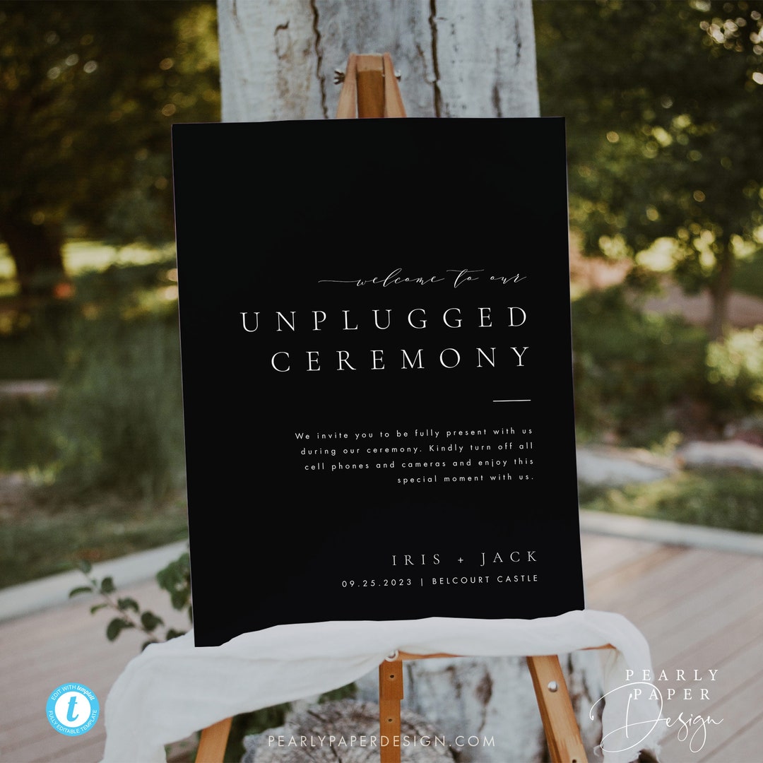 Black and White Unplugged Sign Eyes up Phones Down Heart Open Sign ...