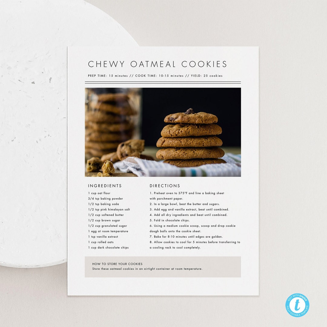 Editable Recipe Template Download Recipe Page Personalized Recipe ...