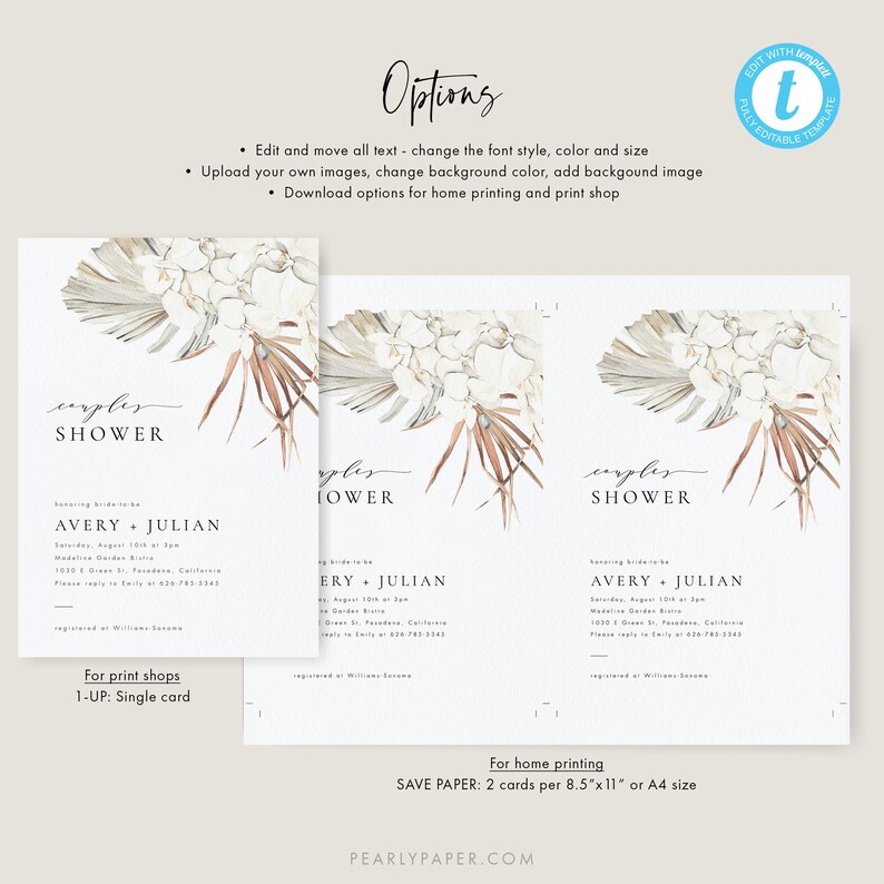 Boho Couples Shower Invitation Template Bohemian Wedding - Etsy