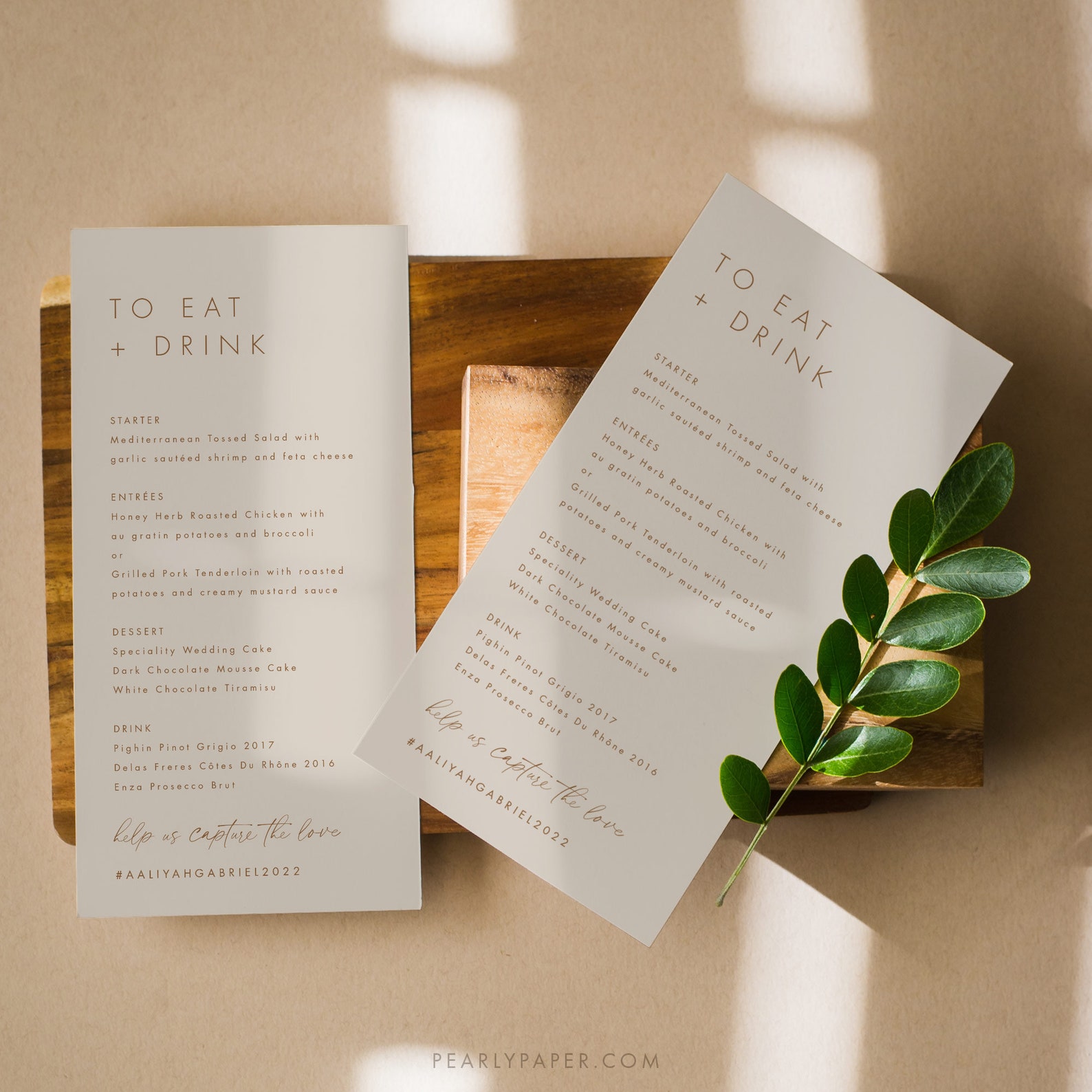 Beige Menu Template Download Desert Wedding Menu Simple Menu - Etsy