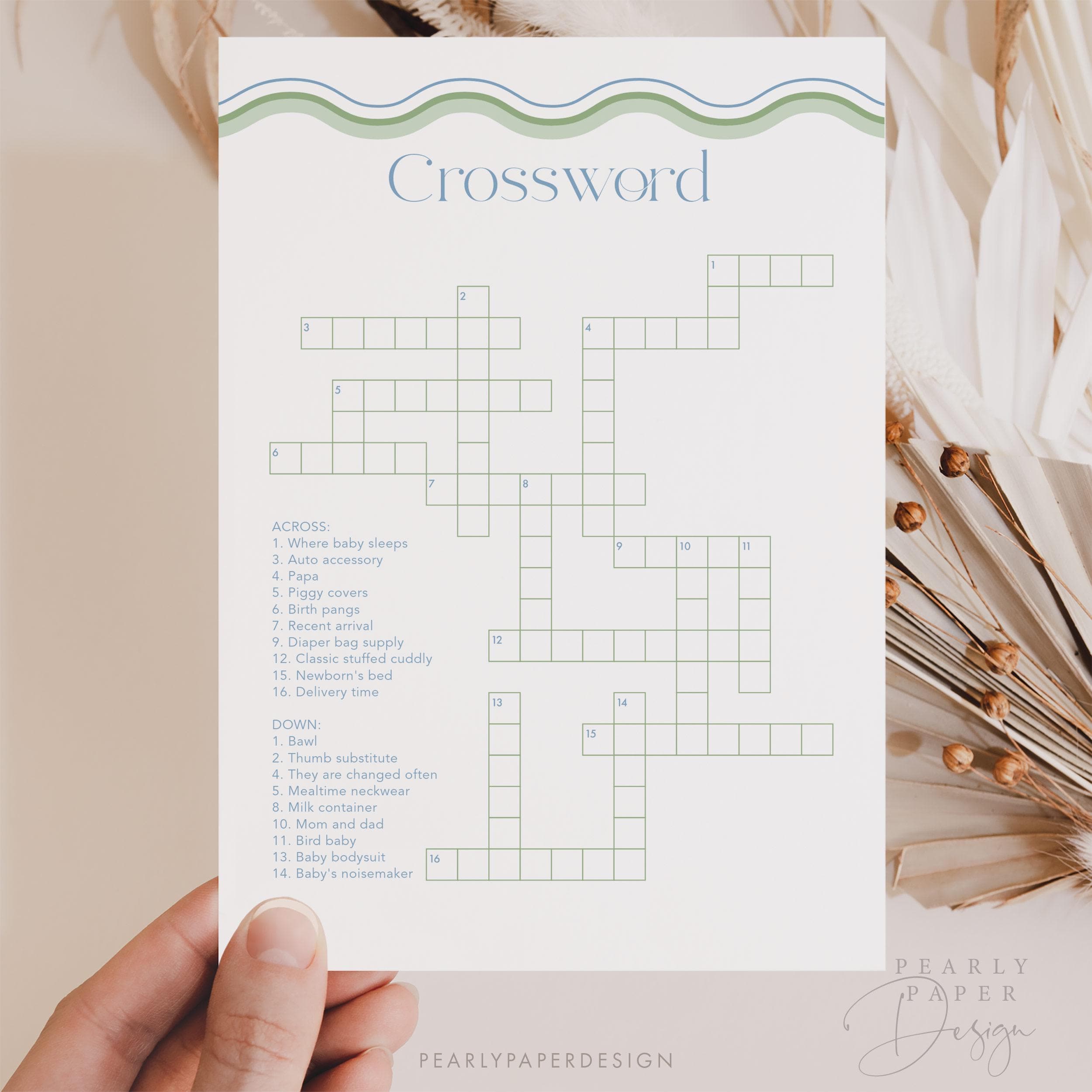 Baby Shower Crossword Game, Baby Crossword Puzzle Game, Modern Baby ...