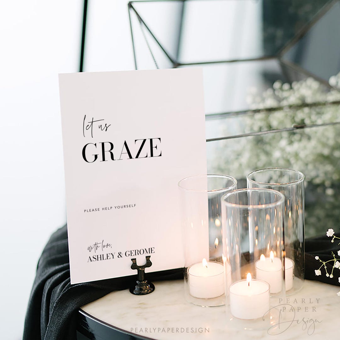 Grazing Table Sign Template, Minimalist Grazing Table Sign Download ...