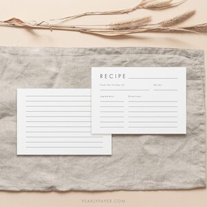 Minimalist Recipe Card Personalized Recipe Template Download Modern ...