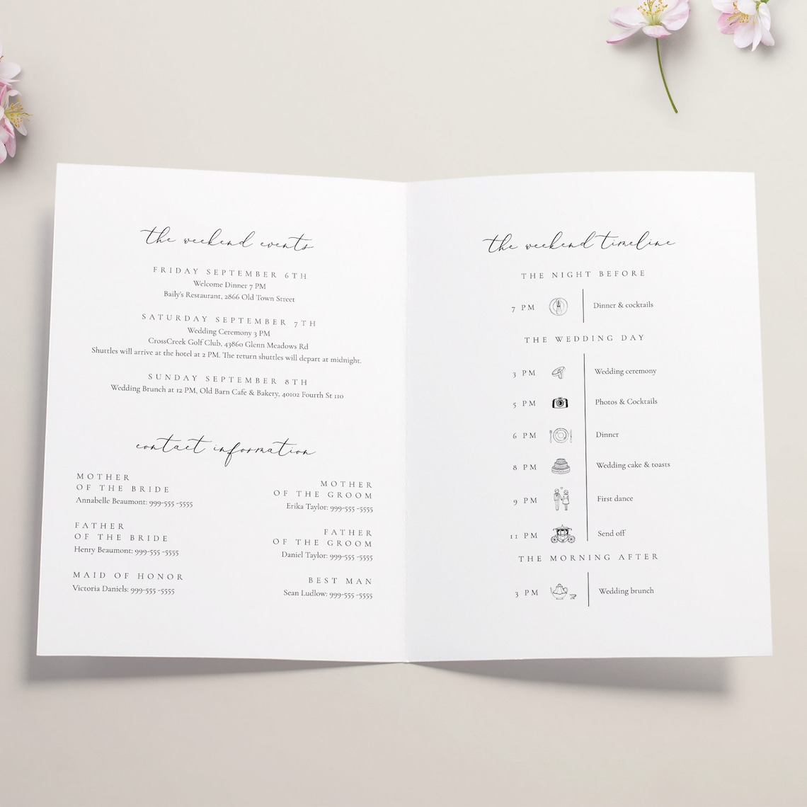 Wedding Weekend Itinerary Template Weekend Timeline Program | Etsy