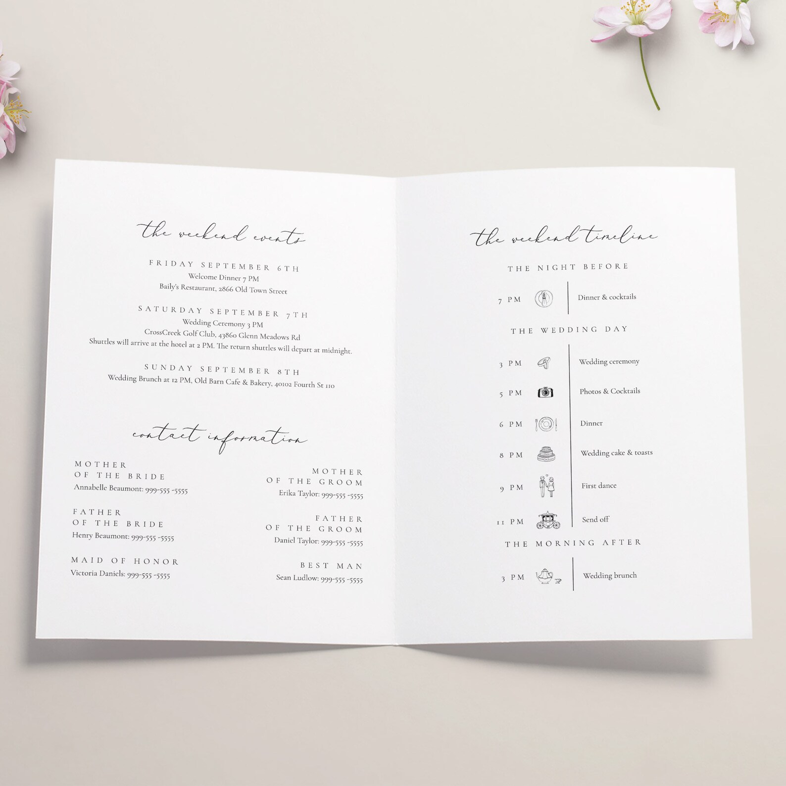 Wedding Weekend Itinerary Template Weekend Timeline Program - Etsy