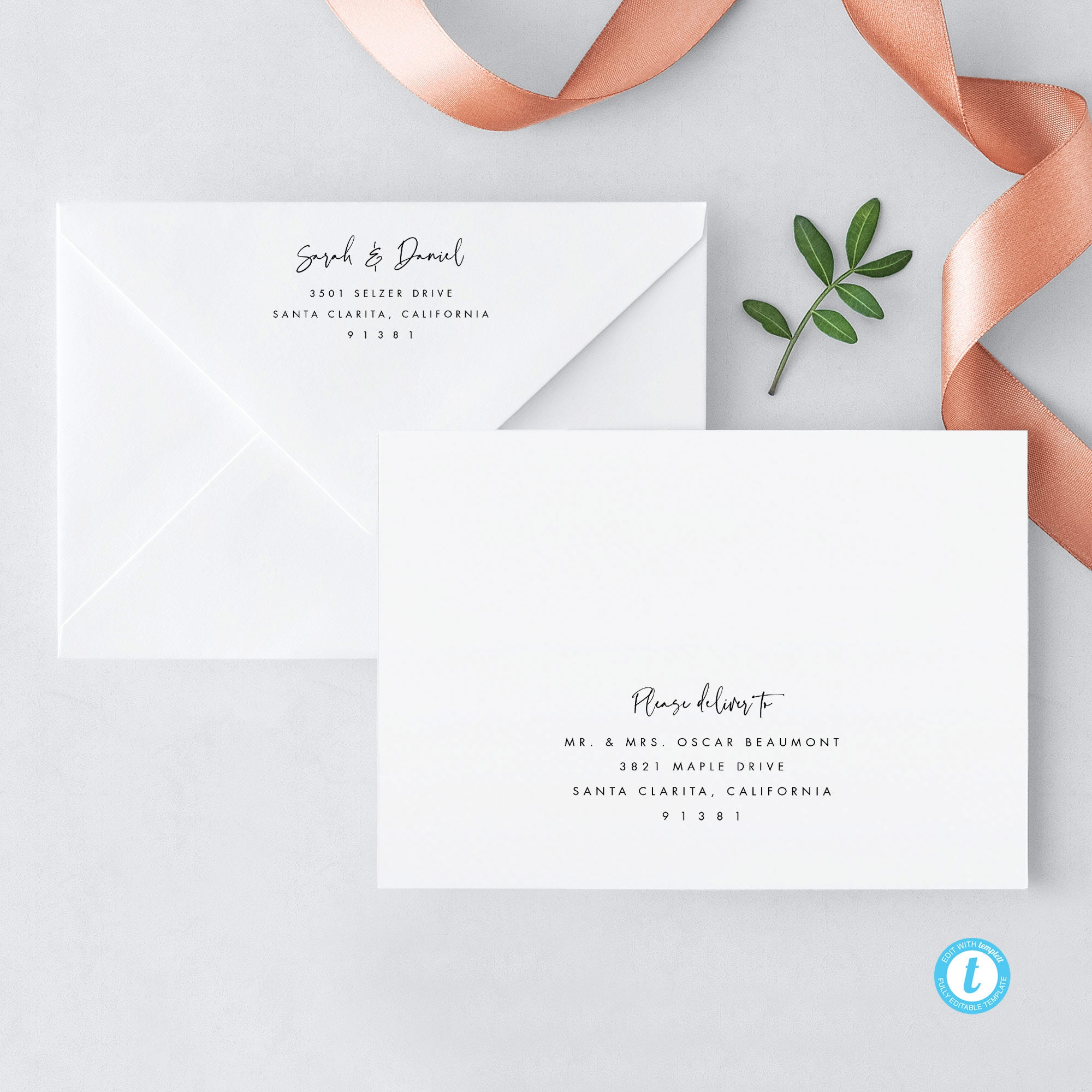 Modern Script Envelope Template Printable Wedding Envelope - Etsy