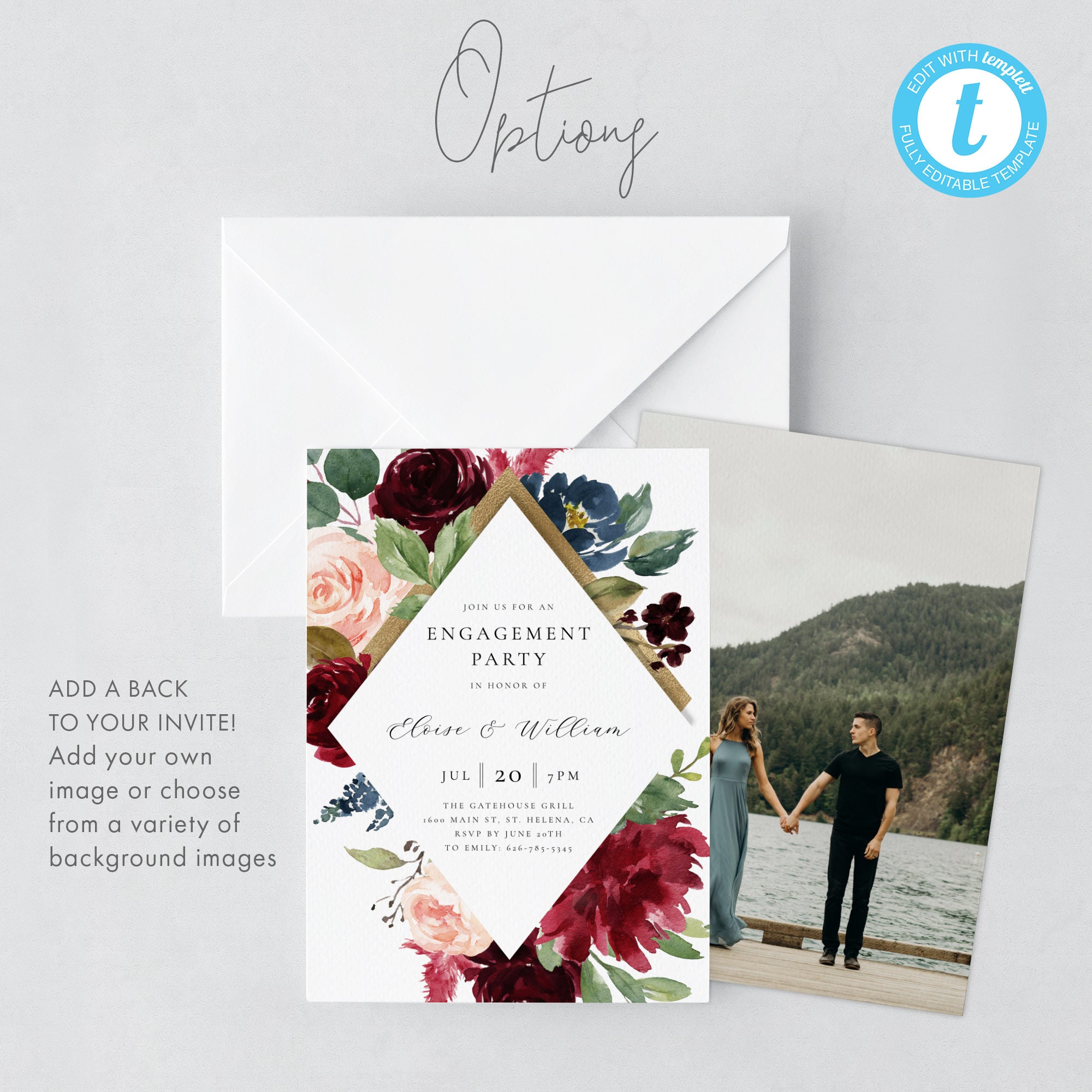 Engagement Party Invitation Template Floral Engagement | Etsy