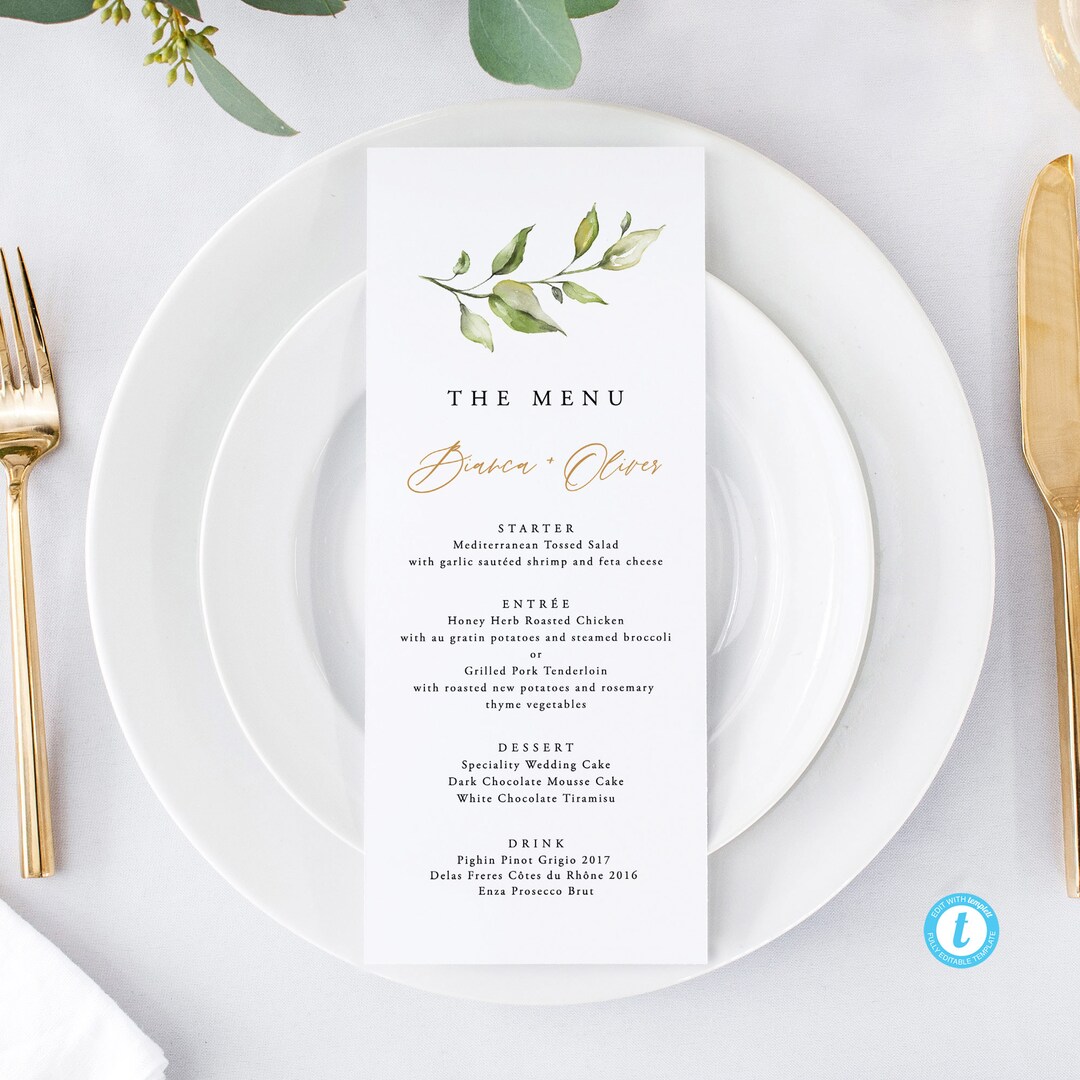 Wedding Menu Template Download Rustic Menu Printable Rustic and Simple ...