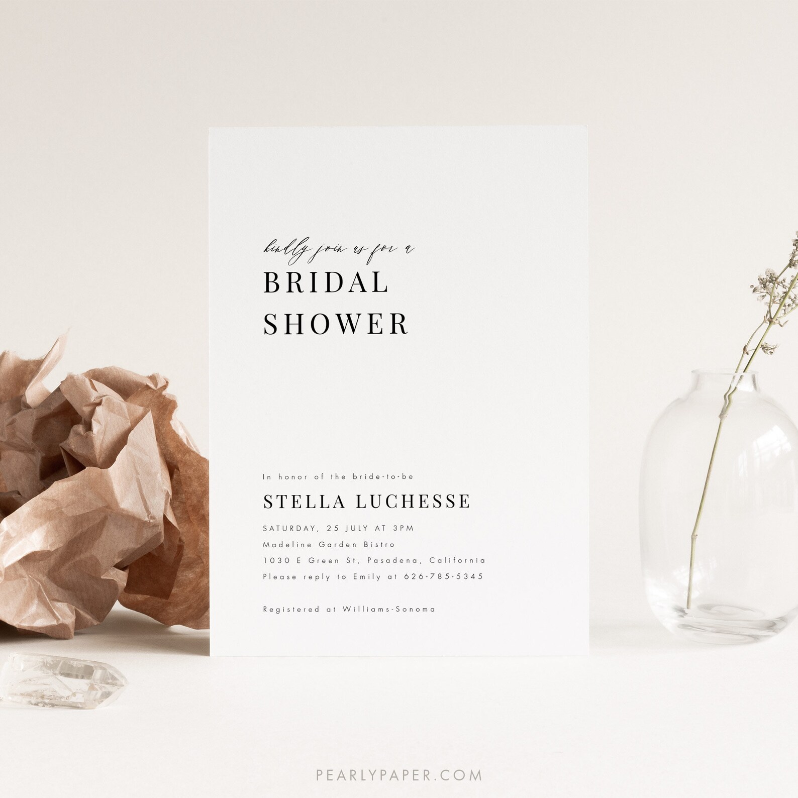 Simple Bridal Shower Invitation Template Modern Bridal Shower - Etsy
