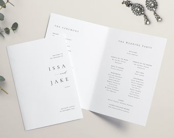 Wedding Program Booklet Wedding Ceremony Program Template Minimalist Elegant Editable Order of ...